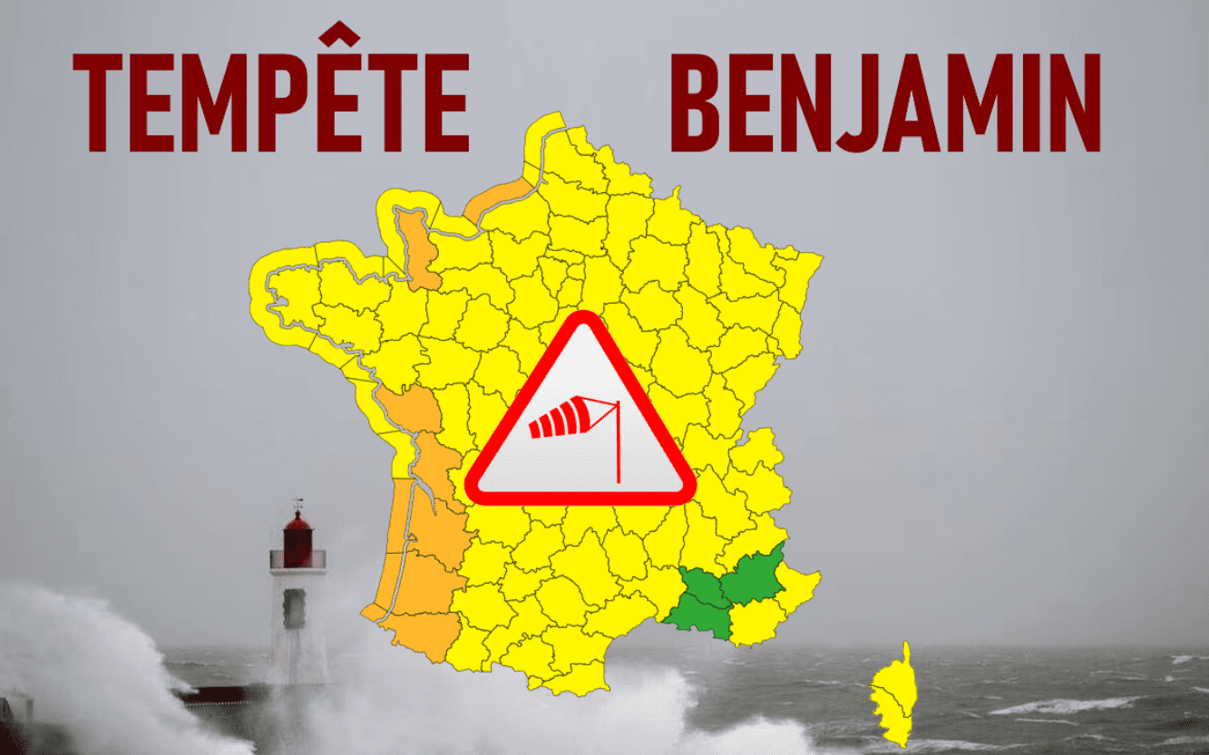 Tempête Benjamin : 17 départements en alerte, des rafales jusqu’à 120 ...